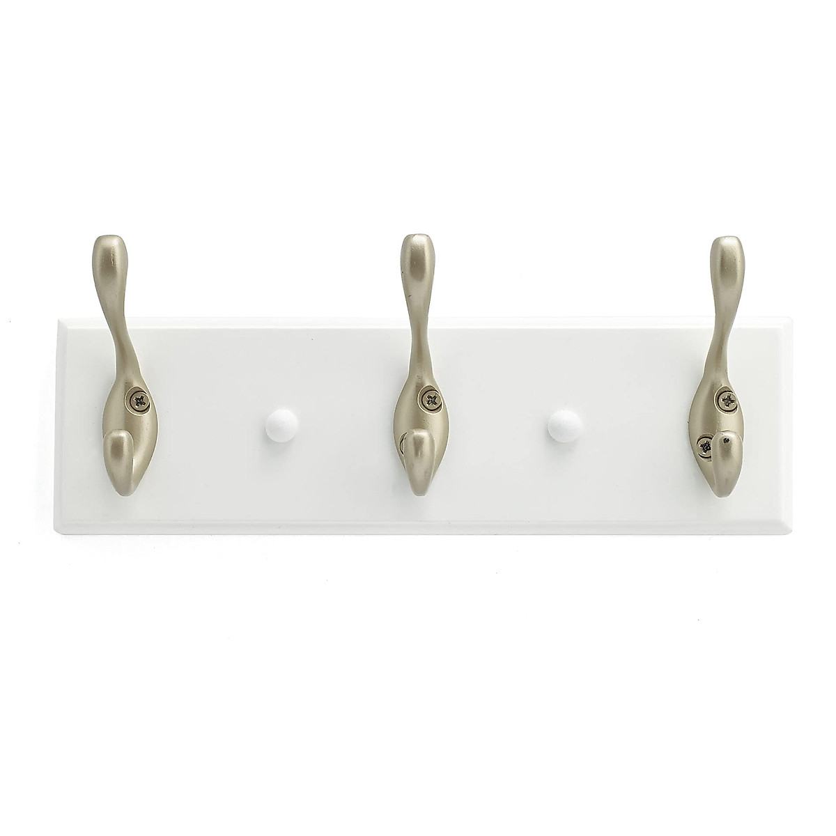 Richelieu Hardware T36709184 Utility Hook Rack 10 in (255 mm), Matte Nickel and White