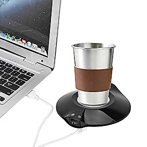ASHATA Coffee Mug Warmer Iced, Temperature Control Smart Mug Pad for Coffee Tea and Milk, Smart Beverage Cup Mat Warmer Cooler for Travel Office Home, Red Light for Heating, Blue Light for Cooling