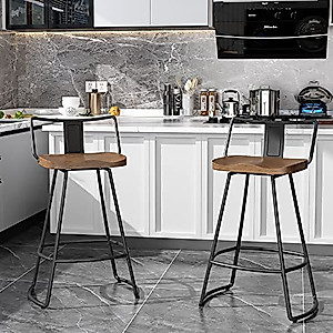 Andeworld 24" Bar Stools Set of 2 Swivel Counter Height Stools with Backrests Indurstrial Metal Bar Stools