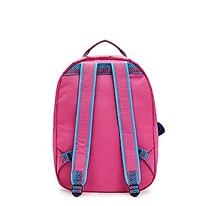Kipling Women's Seoul 15” Laptop Backpack, Durable, Roomy with Padded Shoulder Straps, Nylon Bag, Pink Blue CBV2, 12.75''L x 17.25''H x 9''D