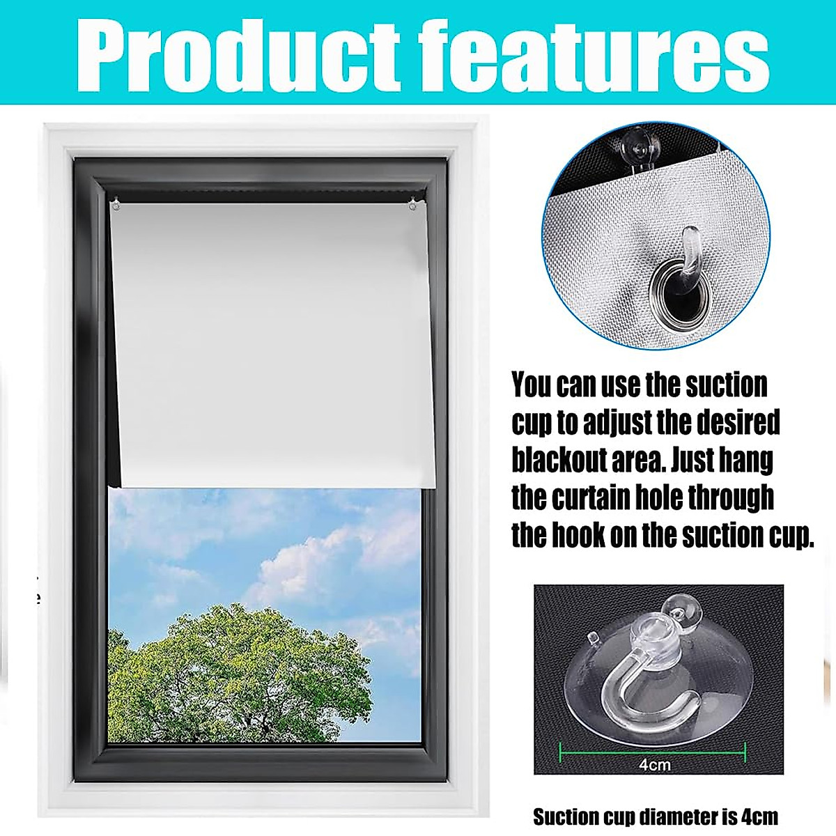 ZHhan Blackout Roof Skylight Blind Window Curtain for Velux F06 206 Roof Windows with Sucker UV Protection Without Drill and Easy InstallationSucker
