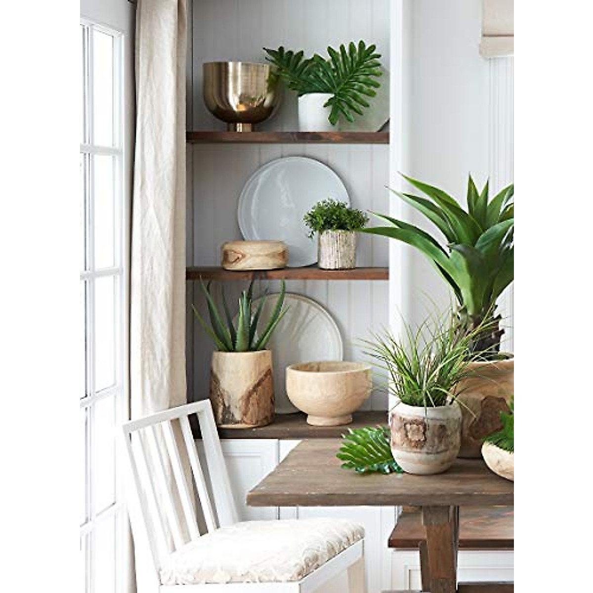 Serene Spaces Living 11" Paulownia Wood Round Bowl, Handmade Wooden Decorative Bowl Fruit Basket for Décor, Parties, Wedding Centerpiece, Floral Arrangements, 7" Tall and 11" Diameter