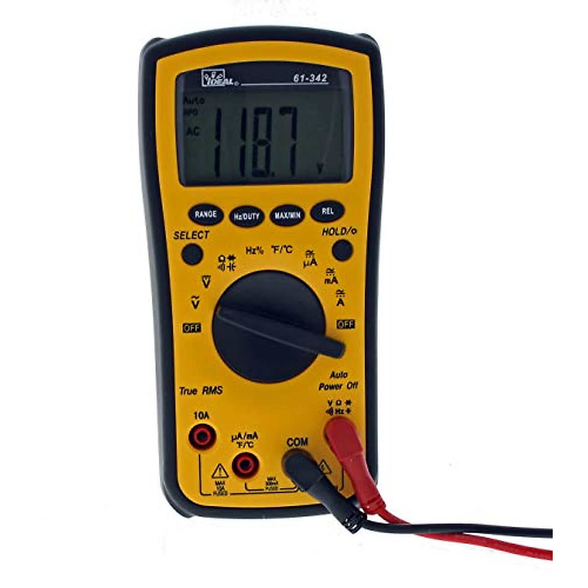 IDEAL INDUSTRIES INC. 61-342 Test-Pro Digital Multi-Meter with TRMS, Temp, Cap, Hz, Backlight, CATIII for 600v, Yellow