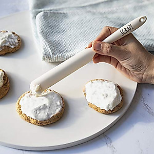 Rae Dunn Everyday Collection 5 Piece Mini Kitchen Utensil Set- Silicone Kitchen Tools with Beechwood Handles- (White)