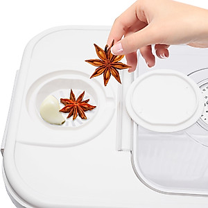 ZXTINGSHOP Food Containers, Plastic Grain Storage Container with Lid and Timer, Food Storage Bins Airtight Kitchen Storage Containers with Measuring Cup (white-L)