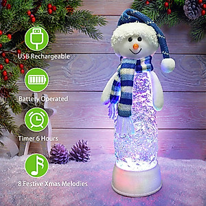 Christmas Snow Globe Lantern Indoor Decor, Cardinal Snowman Christmas Tree with Music,6H Timer,USB Lined/Battery Operated Lighted Lantern for Christmas Festival Decoration Gifts