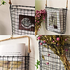 Storage Newspaper Baskets Wall-Mounted Basket Home Magazine Rack Shelf Newspaper Iron Decoration Flower Basket Retro and Beautiful (Color : Black, Size : 27 * 60cm)