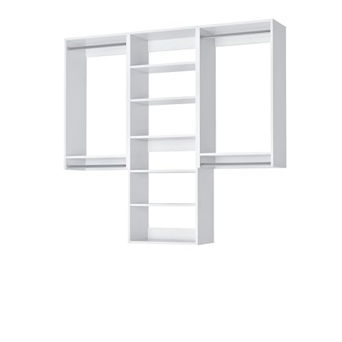 Closet Kit with Hanging Rods & Shelves - Corner Closet System - Closet Shelves - Closet Organizers and Storage Shelves (White, 87 inches Wide) Closet Shelving