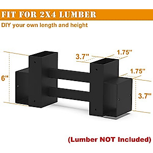 BALIE SPACE Outdoor Firewood Rack Brackets Kit for Fire Wood Pile Storage, Adjustable log stacking Stand Holder for 2x4 lumber, Black, Set of 2…