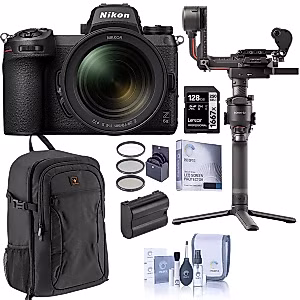 Nikon Z 6II Mirrorless Digital Camera with NIKKOR Z 24-70mm f/4 S Lens Bundle with DJI RS 2 Pro Combo Gimbal Stabilizer, 128GB SD Card, Backpack, Extra Battery, Filter Kit and Accessories