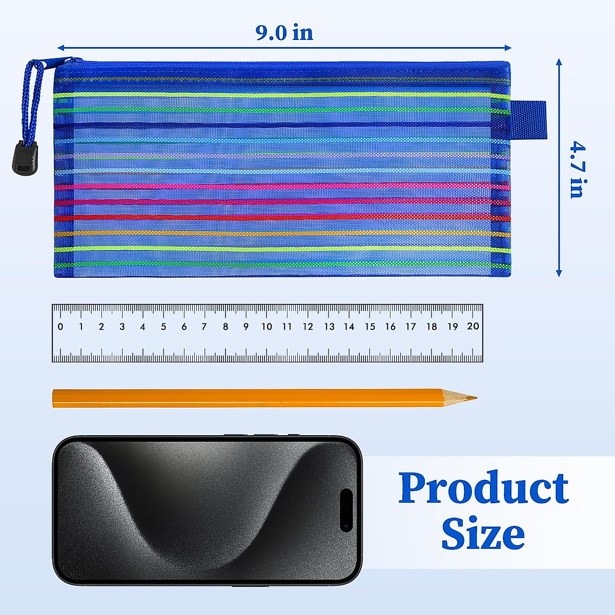 TooyBing 40 Pcs Pencil Pouches Bulk, 10 Color Mesh Zipper Pouch Pencil Case, 9x4.7 inches Small Zipper Pencil Bags for Office/School/Home Organization Supplies, Multipurpose Travel Storage Bags