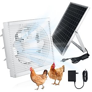 Chtoocy Solar Powered Fan, Large 8“ Solar Exhaust Intake Fan Kit for Greenhouse, Waterproof Fans with 24/7 hrs On/Off Switch Cable, Cooling Ventilation for Chicken Coop, Shed, Garbin,Outside/Inside