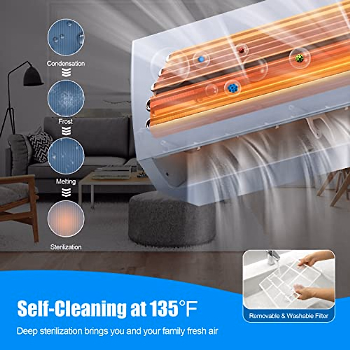 Mini Split AC, 12000 BTU Mini Split Air Conditioner & Heater Ductless Inverter System, Wall-Mounted Ductless AC cools up to 750Sq.Ft, Energy Efficient Inverter AC with Heat Pump; Installation Kit