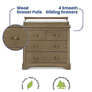 Simmons Kids Paloma 4 Drawer Dresser with Changing Top and Interlocking Drawers - Greenguard Gold Certified, Rustic Acorn