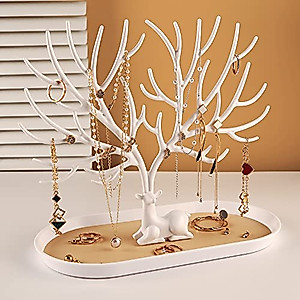 MORE&LESS Antlers Jewelry Display Stand,Tree Tower Rack Hanging Organizer for Ring Earrings Necklace Bracelet