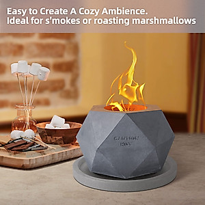Tabletop Fire Pit Bowl Tabletop Firepit Portable Ethanol Fireplace, Concrete Table Top Fire Pit Indoor Small Outdoor Fire Pit Alcohol Fireplace, Marshmallow Fire Pit with 6'' Base and Extinguisher