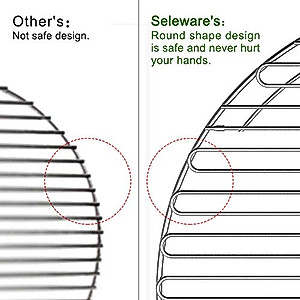 SELEWARE 21.5'' SUS304 Stainless Steel Hinged Cooking Grate, Barbecue Grill Care Fits for Most 22 Inch Charcoal Kettle Grills Like Webe Char-Broil and Other Grills