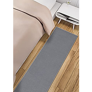 Machine Washable Modern Solid Design Non-Slip Rubberback 2x6 Traditional Runner Rug for Hallway, Kitchen, Bedroom, Living Room, 2'2" x 6', Gray