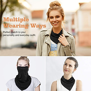 MoKo Scarf Mask Bandana with Ear Loops 3 Pack, Neck Gaiter Balaclava UV Sun Protection Face Mask for Dust Wind Outdoors Motorcycle Cycle Bandana Headband for Women Men - Black