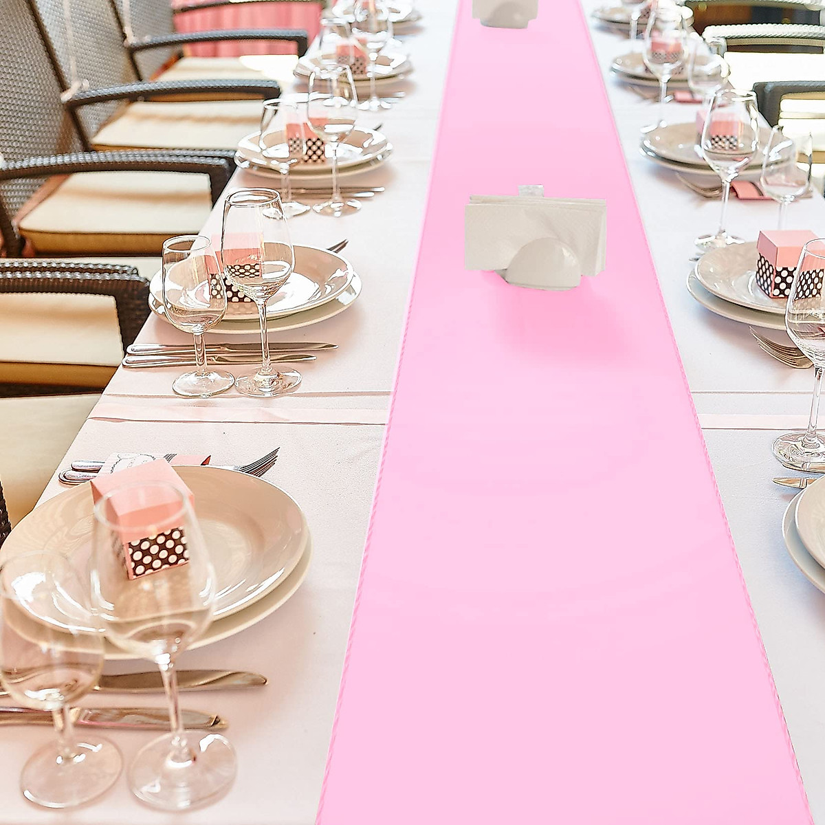 12 Pack Pink Satin Table Runner 12 x 108 Inch Long Silk and Smooth Fabric Table Runner for Party Wedding Banquets Birthday Decorations