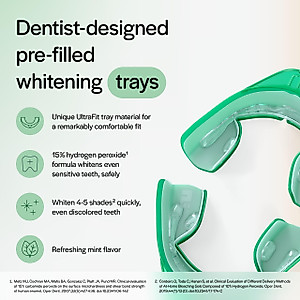 Opalescence Go - Prefilled Teeth Whitening Trays - Original 15% - (4 Treatments) - Hydrogen Peroxide with PF - Cool Mint - Made by Ultradent. 4648-1