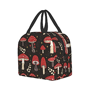 Lunch Bag Cute Cartoon Mushroom With Stars Insulated Lunch Box Reusable Lunch Bags Meal Portable Container Tote For Men Women Work Travel Picnic