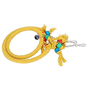 Bird Biting Toy Durable and Portable Ring Rope Swing Bird Toy, Parrot Hanging Ring, Resistance to Bite for Pet Parrot Parrotlet Budgie Cockateil Cockatoo(Yellow)