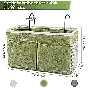 Frjjthchy Bedside Caddy Bed Caddy Hanging Storage with Water Bottle Holder for Bunk Bed Hospital Bed Dorm Rooms (Tea Green)