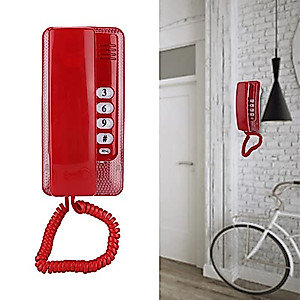 Wired Desktop Telephone - Wall Mount Landline Telephone Extension - No Caller ID Display - Exquisite and Compact - Phone for Hotel,Family,Business,Home (Red)