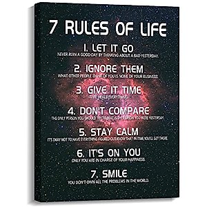 Creoate Inspirational Wall Art - 7 Rules of Life Motivational Quotes Poster Wrapped Canvas Print Artwork for Home Office Wall Decor…