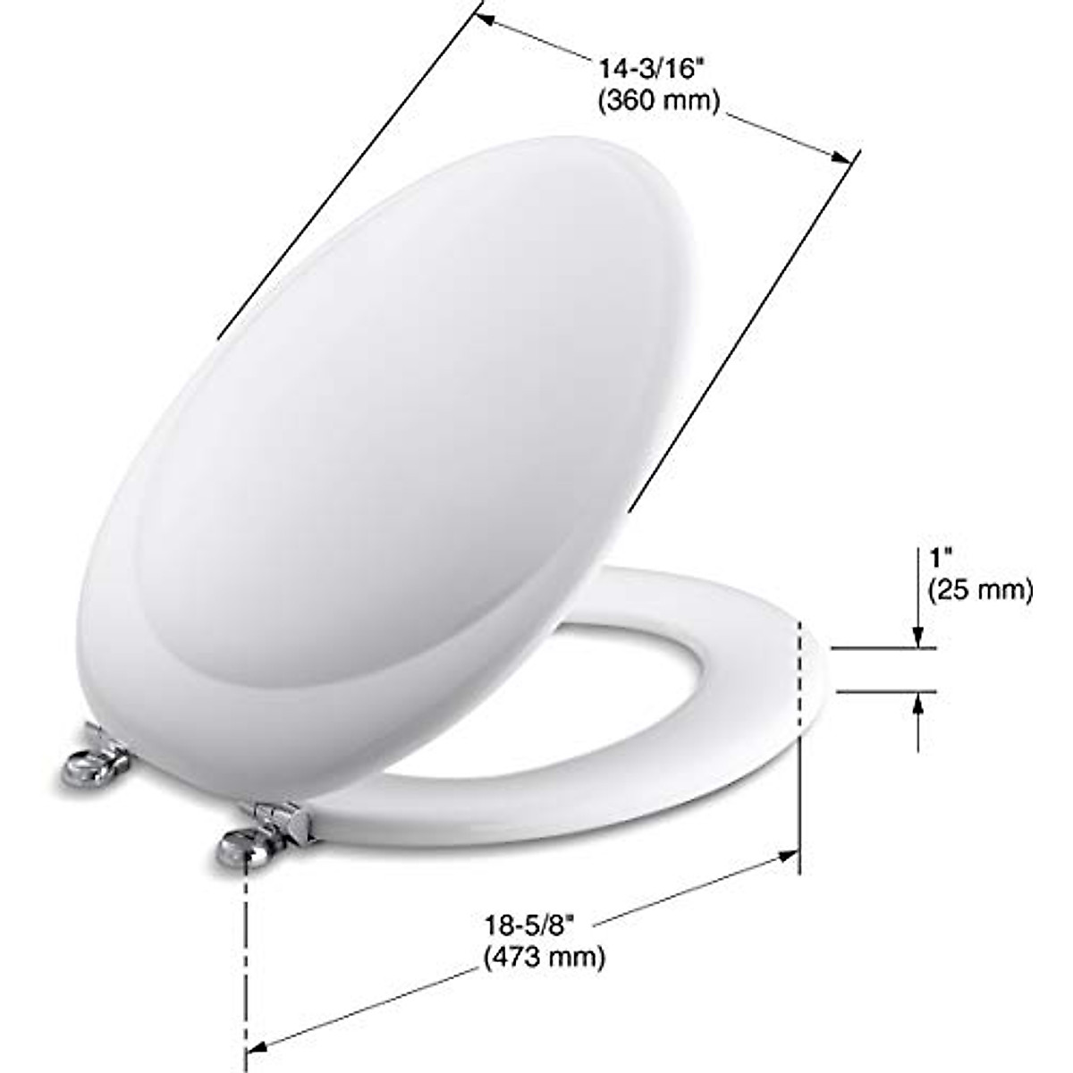 KOHLER K-4615-CP-0 Revival Elongated Toilet Seat with Polished Chrome Hinges, White