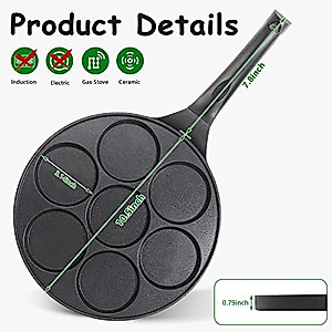 KRETAELY Nonstick Pancake Pan Pancake Griddle With 7-mold Design Mini Pancake Maker With 100% PFOA Free Coating-black