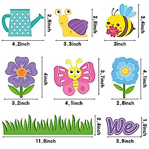 G1ngtar 64 Pcs When We Learn We Grow Bulletin Board Decoration Set Spring Summer Butterfly Bee Snail Flowers DIY Cardstock Paper Cutouts Wall Decals Teacher Supplies for Classroom School Kindergarten