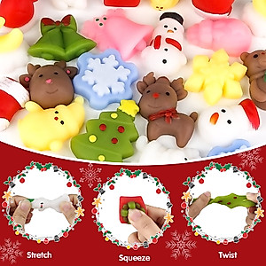 Sanlebi 40 PCS Christmas Mochi Squishy Toys Party Favors for Kids, Kawaii Christmas Squishies Bulk Stress Relief Toys, Toys for Kids Adults
