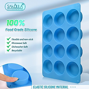 Sakolla 2 PCS Round Chocolate Cookie Molds, Cylinder Silicone Mold, Perfect for Chocolate Covered Oreos, Cake, Candy, Pudding, Mini Soap