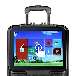 Shinco WiFi Karaoke Machine with 2 Wireless Mics, 15'' Touch Screen, Bluetooth, Lyrics Display (Black)