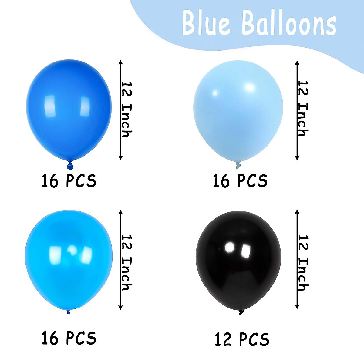 60 Pcs Birthday Decorations, Royal Blue and Black Balloons, 12 Inch Latex Balloons Party Supplies for Boys Birthday Baby Shower Game Birthday Wedding Bridal Shower Party Decorations (11-LH)