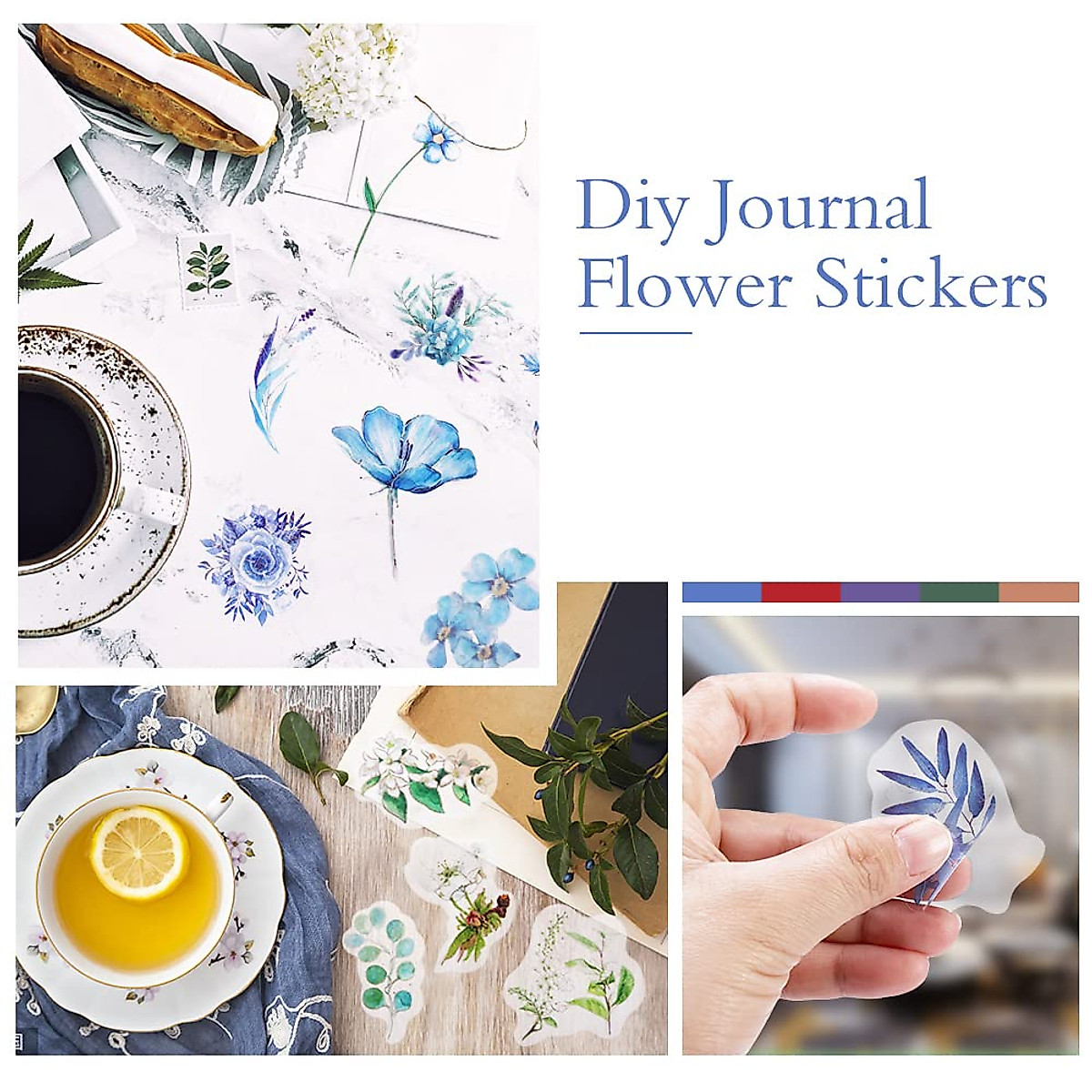 Floral Stickers,150PCS PET Transparent Floral Sticker Set,Cute Retro Floral Stickers Set for Making Diary Album DIY Art and Craft,for Laptop,Phone,Flower Gifts (As Shown)