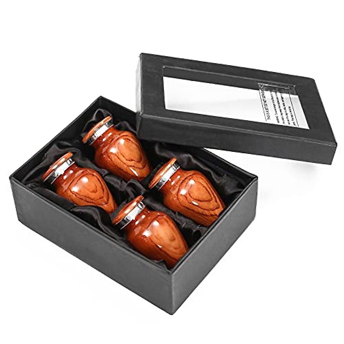 Mini Urn for Human Ashes Set of 4 - A Beautiful and Humble Urn for Your Loved Ones Remains. This Lovely - Urn Will Bring You Comfort Each Time You See It Size 2.8x1.7 inch- Natural Wood