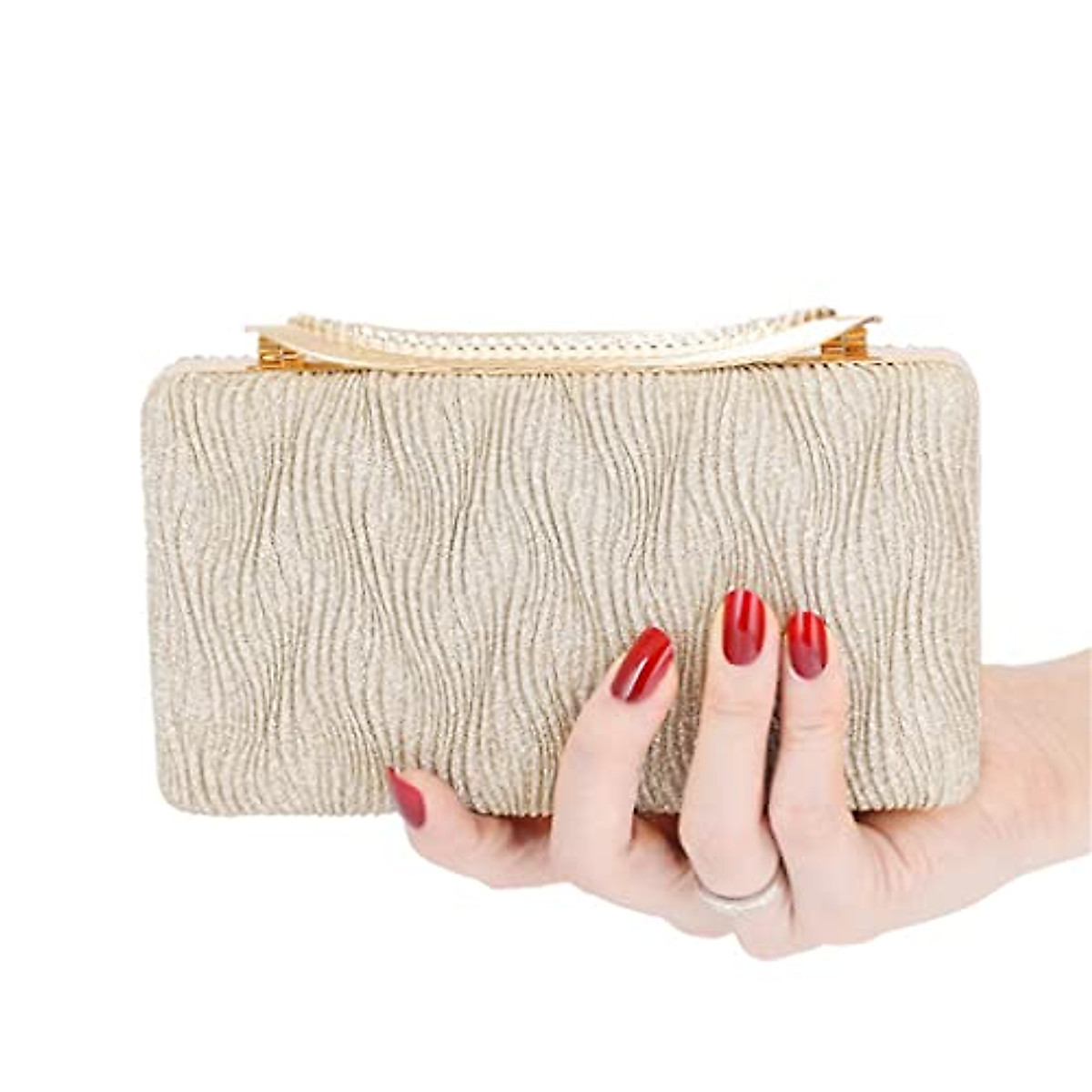 SEIJY Metal Party Women Evening Bags Ruched Sequined Day Clutch Chain Shoulder Handbags Golden Crossbody