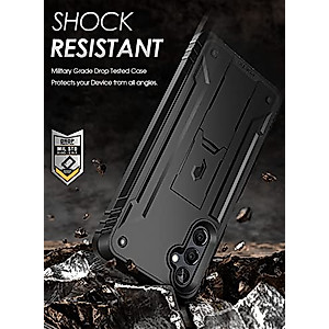 Poetic Revolution Series Case for Samsung Galaxy A14 5G, Full-Body Rugged Dual-Layer Shockproof Protective Cover with Kickstand and Built-in-Screen Protector, Black