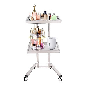 Folding Tray Trolley | Stainless Steel Rolling Cart - Modern Simple Pallet Design Utility Cart on Wheels for Living Room, Bathroom, Kitchen, Bedroom