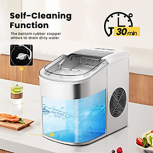 VIVOHOME Electric Portable Compact Countertop Automatic Ice Cube Maker Machine with Hand Scoop 10 Ice Bags and Self Cleaning Function 27lbs/Day Silver