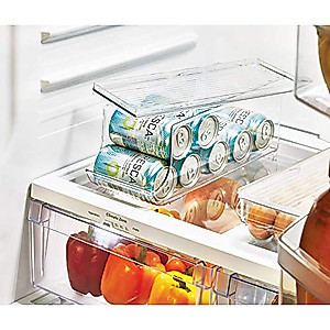 iDesign Recycled Plastic Beverage Fridge Organizer Bin with Lid – 13.84” x 5.7” x 5.8”, Clear Plastic & Plastic Fridge and Freezer Organizer Bin with Integrated Handles – 10” x 5” x 6”, Clear