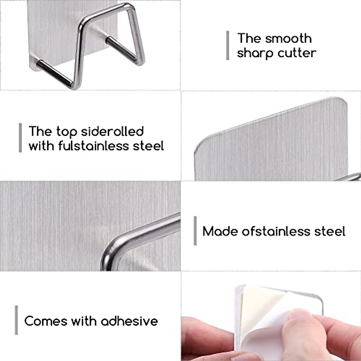 8 Pack Sponge Holder for Kitchen Sink Caddy with 1 Roll Double-sided tape Stainless Steel Strong Adhesion Strength Not Easy Shedding Rust Proof Waterproof Kitchen Sink Sponge Holder