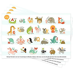 Disposable Placemats for Baby 40 Pack Stick-On Baby Placemat Alphabet ABC Animal Kids Table Mat for Restaurants Dining Table Travel Essentials for Toddlers