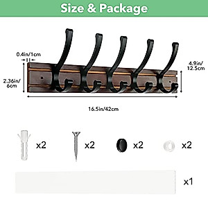 bussdis Coat Rack Wall Mount - 5 Wall Hooks for Hanging, Coat Hooks Wall Mounted, Bamboo Rustic Farmhouse Heavy Duty Towel Hooks, Coat Hook Rail for Coats, Towel, Hat, Keys, Purse, Bag and Robe