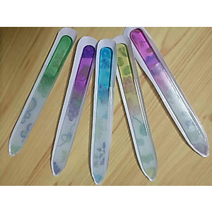 Premium Crystal Glass Nail Files Manicure Set, Professional Double Sided Pedicure Files - Best Glass Nail Files for Natural Nails - Colorful Flower Pattern - 5 Pieces