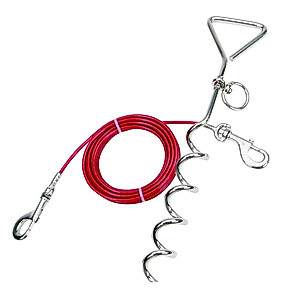 Coastal Pet Titan Dog Stake & Cable Tie Out Combos - Cable Tie Out for Dogs - Features Nickel Snaps - Durable, Heavy-Duty Dog Tie Out Cable - Quality Dog Supplies - 15'