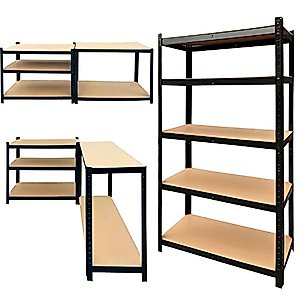 Autofather Metal Storage Shelves, Heavy Duty Steel 5 Tier Utility Shelves with Adjustable Shelves, Bolt-Free Assembly, High Weight Capacity, Garage Organization Storage Rack, 39" L x 20''W x 77" H
